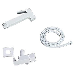 ZLOCYIVHE Hand Shower for Toilet Set Cloth Diaper Sprayer for Toilet Toilet Bidet Sprayer Wall Mount Brass with Hose Cold Water Bidet Handheld Water Sprayer,Chrome(White)