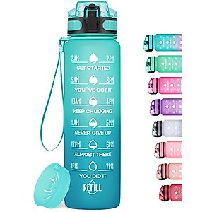MEITAGIE Motivational Water Bottle with Time Marker and Fruit Strainer, Leak-Proof, BPA Free, Non-Toxic with Carrying Strap, Perfect for Fitness, Gym and Outdoor Sports