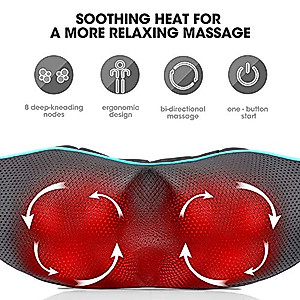 Massager with Heat - Deep Tissue Kneading Electric Back Massage for Neck, Back, Shoulder, Waist, Foot - Shiatsu Full Body Massage, Relax Gift for Her/Him/Friend/Dad/Mom