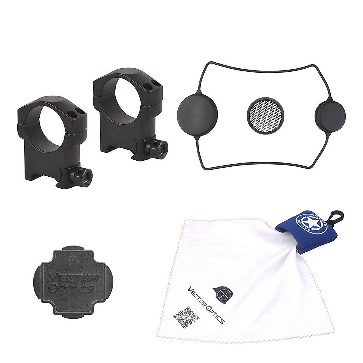 Vector Optics Marksman 6-24x50 mm First Focal Plane (FFP) 1/10 MIL Hunting Riflescope with VPA-MF Reticle, 30mm Tactical Mount Rings, Lens Covers and Honeycomb Sunshade