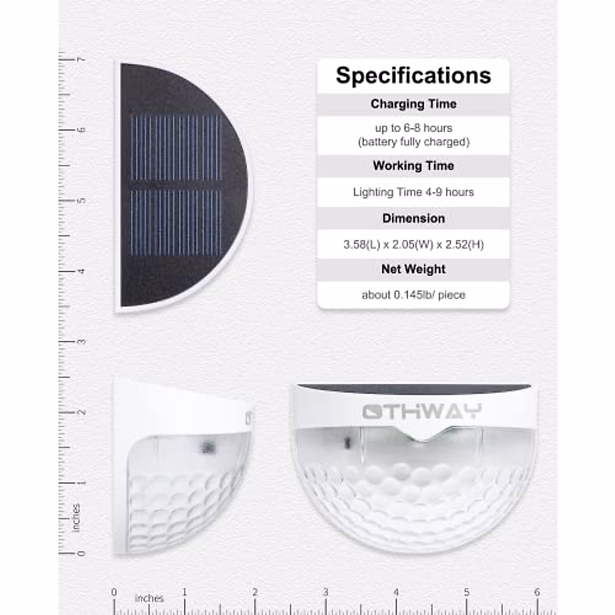 OTHWAY Solar Fence Post Lights Wall Mount Decorative Deck Lighting, White, 4 Packs