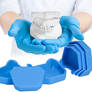 faruijie Dental Model Base Former Impression Trays Base Molds Silicone Dental Lab Use for Cast Trimming S/M/L (6pcs)