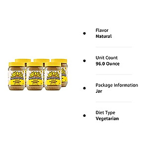SunButter Sunflower Butter Natural Creamy (6 pack of 16oz Jars)