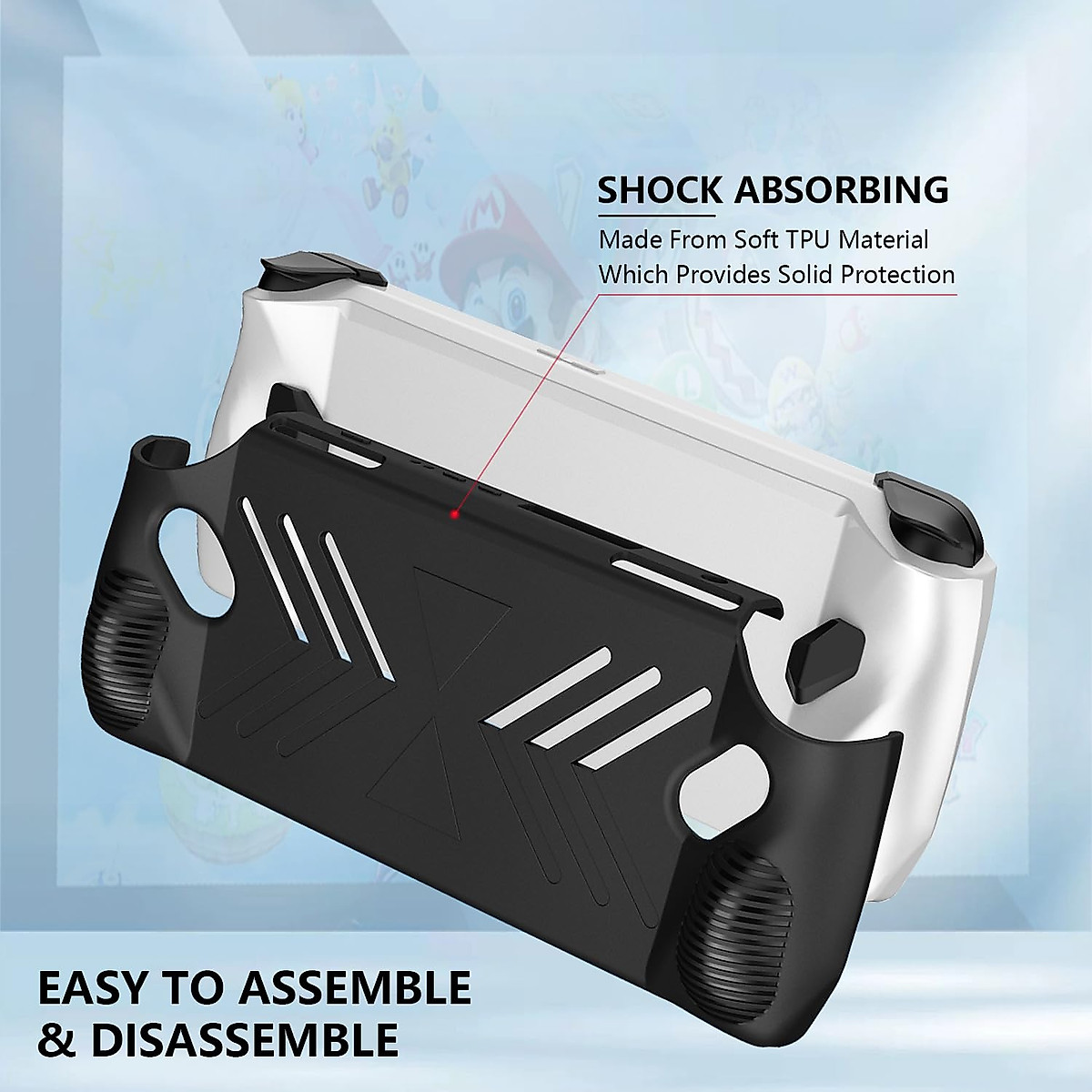 SOATUTO Case for ROG Ally Game Console Silicone Hard Case Back Cover Anti-Scratch Drop-Proof Non-Slip Protective Case for 2023 ASUS ROG Ally Game Console Shockproof Protective (Black)