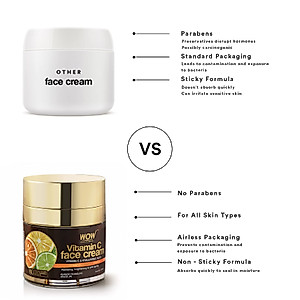 WOW Skin Science Vitamin C Moisturizer Face Cream - Anti Aging Face Moisturizer for Men & Women - Oil Free, Dry Skin Face Lotion - Facial Skin Care Products For All Skin Types (1.69 oz)