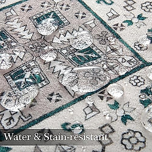 GAOMON Boho Area Rug 8x10 Persian Washable Livingroom Rug, Soft Vintage Boho Gromertic Accent Rugs for Living Room Entryway Dining Room, Non-Slip Non-Shedding Low-Pile Floor Carpet