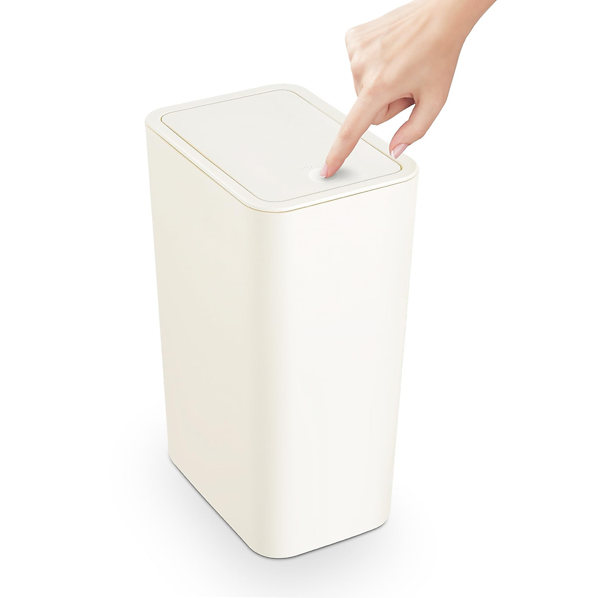 TrashAid Bathroom Trash Can with Lid,2.6 Gallon / 10 Liter Small Garbage Can with Press Top Lid,Plastic Wastebasket with Pop-up Lid for Toilet,Office,Bedroom,Living Room,White (AMZUSIJS01WHT040012)