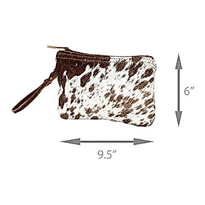 Myra Bag Women's Hair-On Hide Small Pouch Wristlet Brown One Size