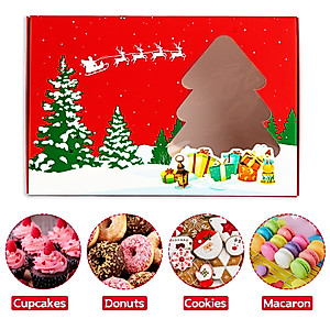 MISS FANTASY Christmas Cookie Gift Boxes - Frosted Holiday Containers with Window for Cookie Exchange, Candy Treats - 20 Pack