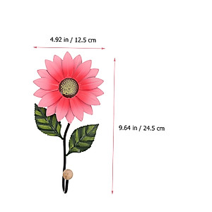 KONTONTY Small Daisy Wall Hanging Flower Wall Art Hooks Rose Decor Wall Mounted Hook Iron Art Craft Utensil Hanger Wall Mounted Clothes Hanger Towel Hat Hook Wrought Iron Coat Pink Office