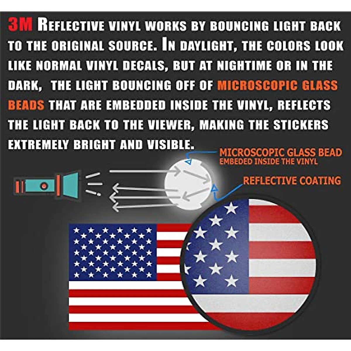 3 Pack Reflective Boynton Beach FL Florida Palm Beach County Stealthy US Flag Euro Decal Sticker Vinyl for Hard Hats, Bottles, Glass, Toolbox 2" x 3"