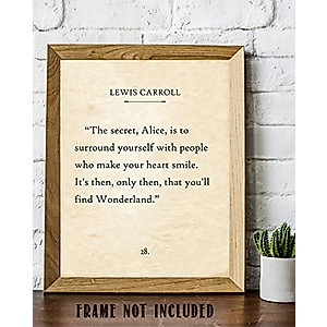Alice in Wonderland Decor - The Secret, Surround Yourself With People Who Make Your Heart Smile - 11x14 Unframed Typography Book Page Print - Perfect Alice in Wonderland Gifts and Decorations