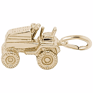 10k Yellow Gold Riding Lawn Mower Charm, Charms for Bracelets and Necklaces