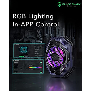 Black Shark Fun Cooler 3 Pro Cell Phone Cooler, 20W Power Fast Cooling Mobile Phone Radiator with in-APP Control | Temperature Drop by up to 30℃ | RGB Lights | 7 Blade Fans for iOS/Android (Black)