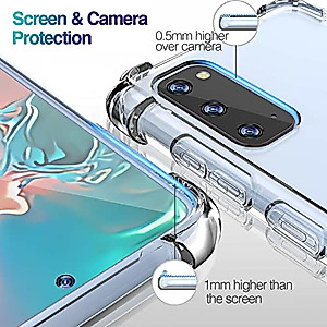 KIOMY Diamond Clear Case for Samsung Galaxy S20 5G Hybrid Hard PC Back Panel with Soft TPU Bumper [Military-Grade Drop Protection] Shockproof [Anti Yellow] Slim Fit Transparent Cover for S20 5G