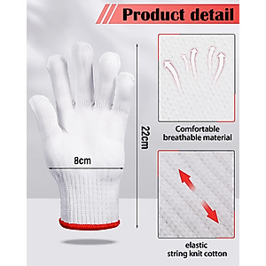 Hicarer 24 Pairs Cotton Hand Working Gloves White Cotton Liners Gloves for Safety Work Gloves Thicker Men Women Cotton BBQ Gloves(Red Edge)