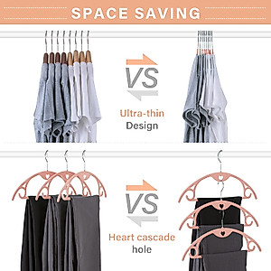 IEOKE Velvet Hangers, 50-Pack No Shoulder Bumps Suit Hangers Ultra Thin Space Saving 360 Degree Swivel Heavy Duty Hook Durable Hangers for Sweaters Coat Jackets Shirts Dresses (50 Pack, Pink/Silver)