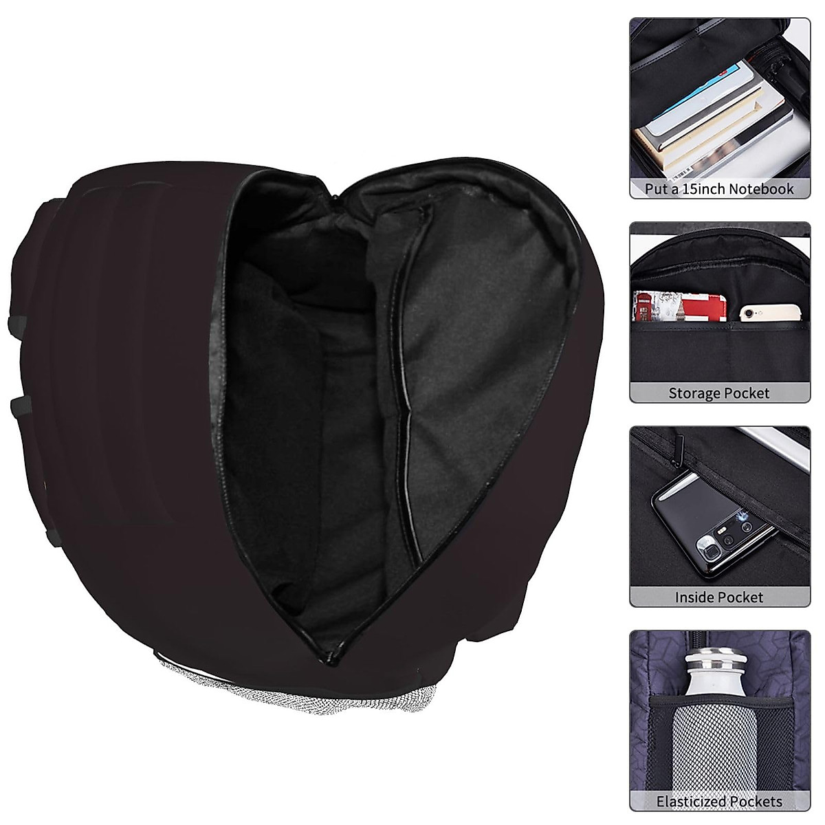 Dujiea 17 Inch Backpack Rock And Roll Skull Skeleton Laptop Backpack School Bookbag Travel Shoulder Bag With Chest Strap