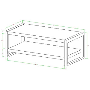 Walker Edison Industrial Modern Rectangle Metal Base and Wood Coffee Table Living Room Accent Ottoman, 48 Inch, Charcoal