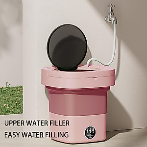 Portable Washing Machine, Mini Washer 8L High Capacity for Socks Underwear, Baby Clothes, or Small Items, Foldable Washing Machine for Apartments, Travel Business Trip (Pink)