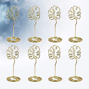 STOBOK Desk Decor 24pcs Sculpture Cute Wedding Holders Restaurant Tropical Stand Holder, Paper Picture Party Tall Favors Shape Name Monstera Cards Luau Decoration Table Birthday Christmas Decor
