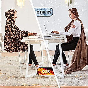 OCTROT Wearable Blanket Hoodie, Fuzzy Soft Sherpa Oversized Blanket Sweatshirts for Women Men, Large Warm Cozy Plush Fleece Hooded Blankets Sweater with Giant Front Pocket for Adults Teens(Green Camo)