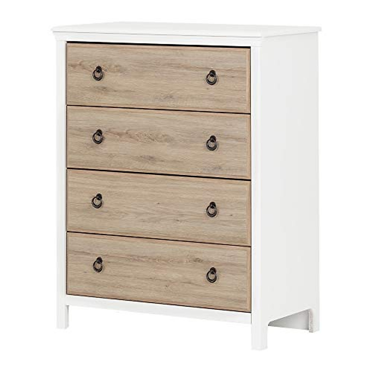 South Shore Cotton Candy 4-Drawer Chest-Pure White and Rustic Oak