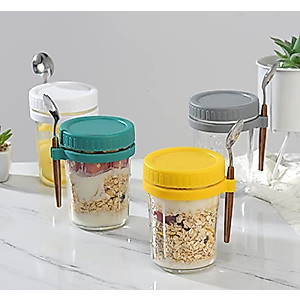 yesme Mason Jars for Overnight Oats, Overnight Oats Containers With Lids, 16oz Overnight Oats Container, Overnight Oats Jars With Lid Glass Dishwasher Safe Oatmeal Container Meal Prep Jars Set of 2