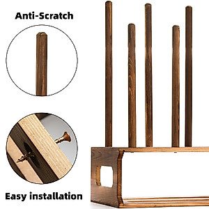 Goaste Wood Boot Rack Organizer, 4 Pairs Freestanding Wooden Boot Holder, Rustic Walk-In-Closet Entryway Shoe Storage Stand with 8 Tall Posts for Cowboy Boot, Tall Knee-High, Riding, Rain Boots