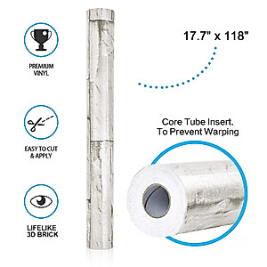 WENMER Beige Stone Peel and Stick Wallpaper 17.7" x 118" 3D Wallpaper Faux Brick Wallpaper Textured Stone Wall Paper Brick Self Adhesive Removable Wallpaper for Kitchen Backsplash Walls