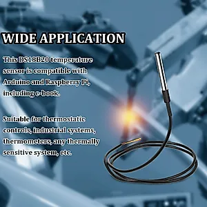 Weewooday DS18B20 1 m/ 3.2 Ft Digital Temperature Thermal Cable Waterproof Probe Sensor -55°C to +125°C, Compatible with Arduino/Raspberry Pi(15 Pieces)