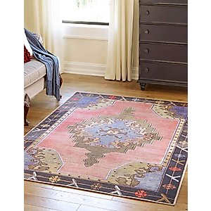 Unique Loom Timeless Collection Area Rug - Thomas (3' 6" x 5' 7" Rectangle, Pink/ Black)