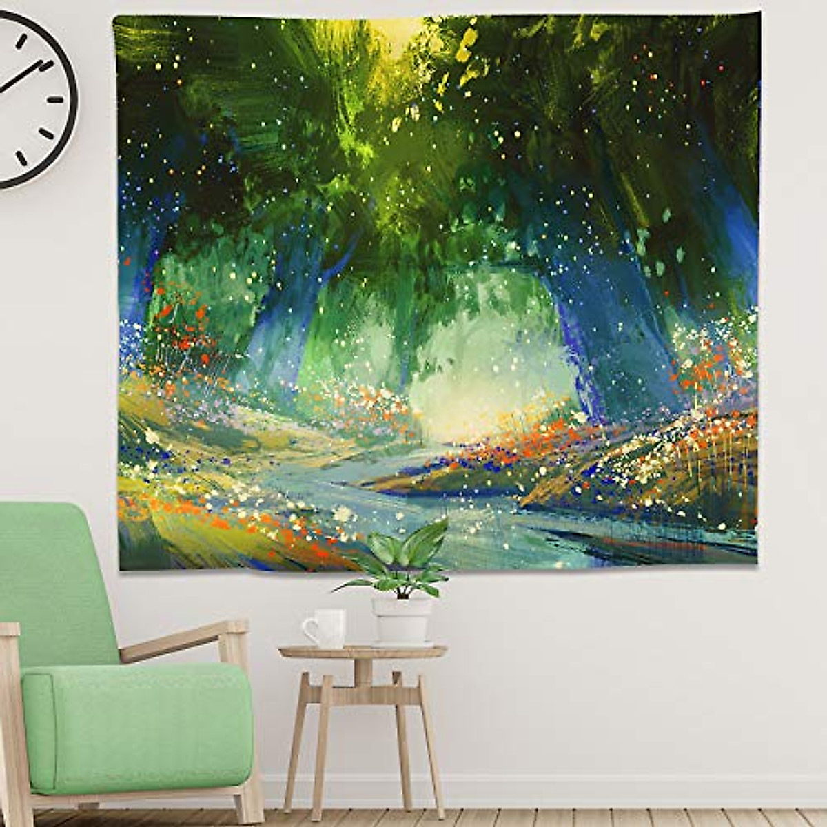 Instruban Forest Tapestry Nature Landscape Tapestry Psychedelic Tree Tapestry for Bedroom Living Room-H51.2×W59.1 inches