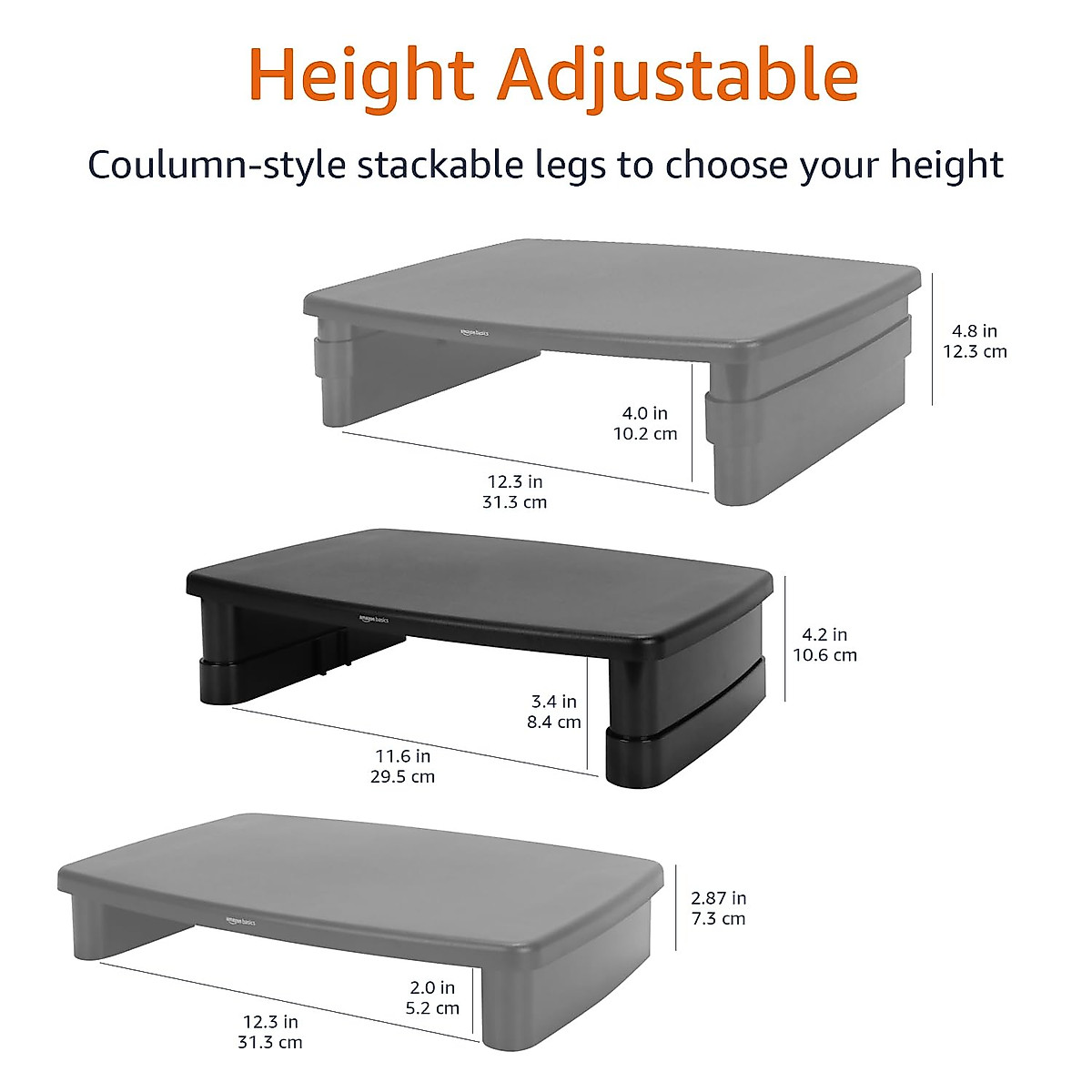 Amazon Basics Adjustable Computer Monitor Riser Desk Stand