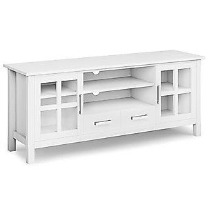 SIMPLIHOME Kitchener SOLID WOOD 60 Inch Wide Contemporary TV Media Stand in White for TVs up to 65 Inches, For the Living Room and Entertainment Center