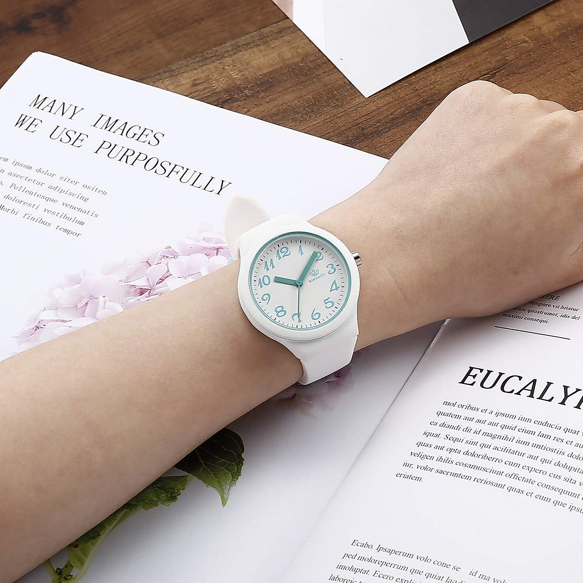 Top Plaza Womens White Silicone Analog Quartz Wrist Watches Fashion Casual Colorful Sport Rubber Jelly Watch with Classic Arabic Numerals