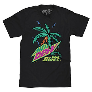 Tee Luv Men's MTN Dew Baja Blast Shirt - Tropical Mountain Dew Soda Graphic Tee (Black) (L)