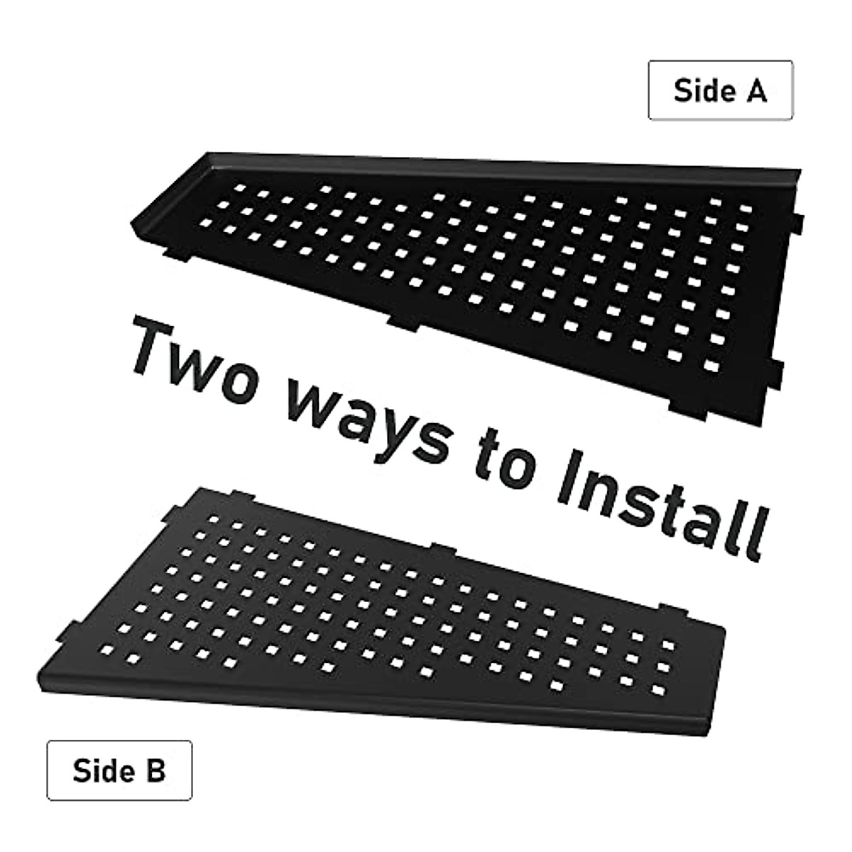 Bernkot Corner Shower Shelf Matte Black 12" 304 Stainless Steel Quadrilateral Floating Shelf Grid Design Recessed Bathroom Shelf for Tiled Wall, No Drilling，2 Pack