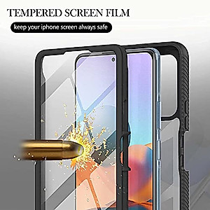 DETUOSI Hard Cell Phone Case for Xiaomi Redmi Note 10 Pro 6.67" with Screen Protector (Not for Note 10 5G), 360 Full Body Protective Phone Cover Case for Redmi Note 10 Pro Max, Black