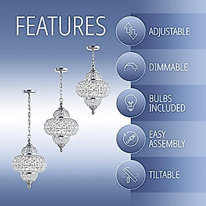 JONATHAN Y JYL6111A Juliette 12" Crystal/Metal LED Chandelier Pendant Chandelier Pendant Glam Contemporary Transitional Dimmable Dining Room Living Room Kitchen Foyer Bedroom Hallway