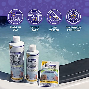 Bio Ouster Hot Tub Chemical Kit Bundle - 3in1 Weekly Cleaner Conditioner Clarifier 4 Pack - Spa Purge Hot Tub Jet Cleaner w/Towel - Inflatable Hot Tub Chemicals Kit, Spa Chemicals for Hot tub