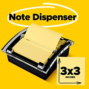 Post-it Pop-up Notes Dispenser, 3x3 in, Black Base Clear Top (DS330-BK)