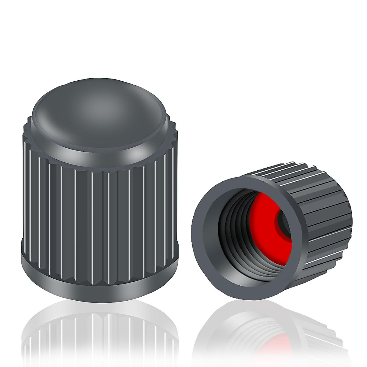 Plastic Tire Valve Stem Covers Schrader Valve Caps Gun-Gray with O-Ring Rubber Seal Wheel Rim Valve Stem Covers Universal for Car SUV Truck Motorcycle Bike and Bicycle (10 Pack)