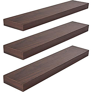 Kiera Grace kieragrace KG Maine Floating Shelves-Dark Walnut 24", Set of 3 Wall Organization