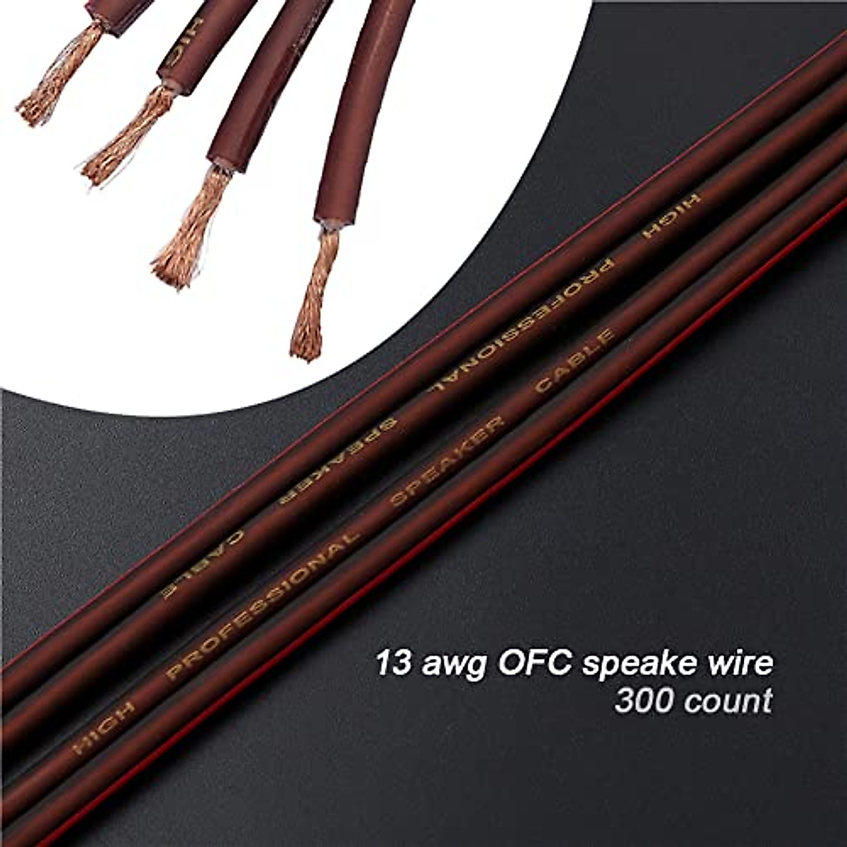 JORZOR Audiophile Grade Speaker Cable with Gold Plated Banana Plugs,Oxygen-Free Copper (OFC) 13AWG, (6.6 Feet 2 M), Pair……, 2M(6.6FT)