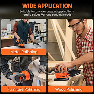 THINKWORK Cordless Detail Sander - 20V Electric Sander Tool with 21Pcs Sandpapers, 12000 OPM Power Sander with Dust Collection, Battery, Charger, Bag, Compact Hand Sanders for Woodworking,Sanding