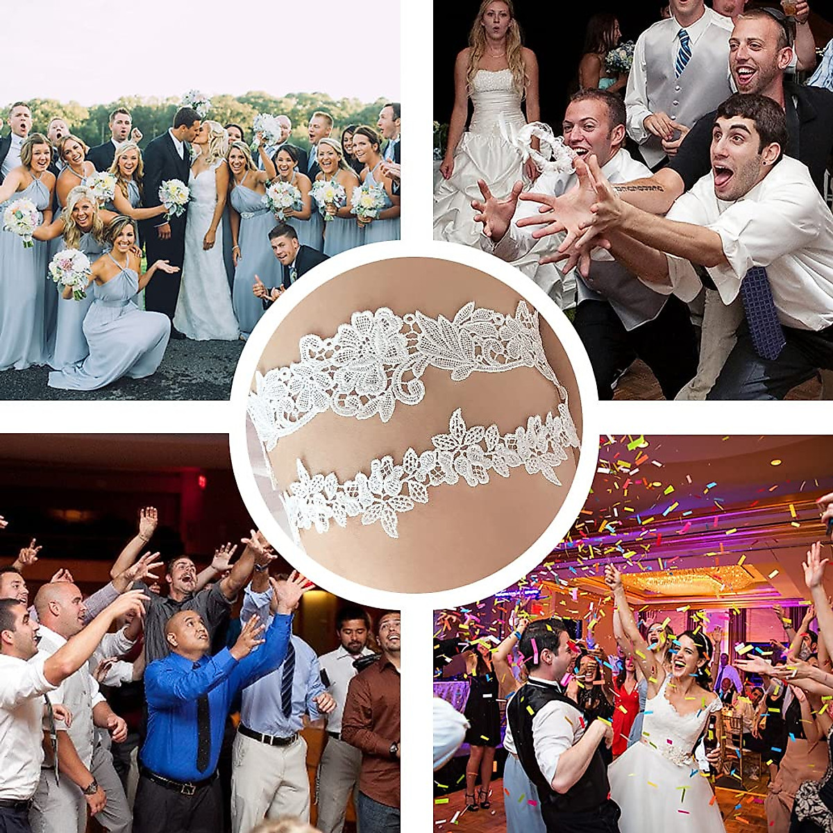 Adove Wedding Garters For Bride Stretch Lace Bridal Garter Sets White Flower Floral Leg Wedding Garter