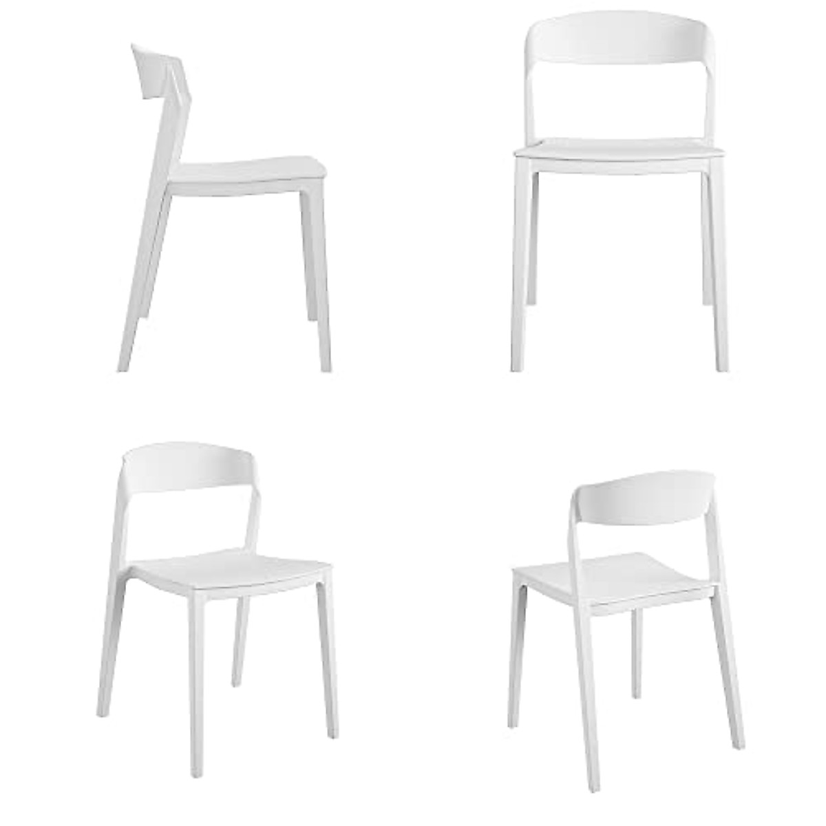 COSCO Outdoor/Indoor Stacking Resin Chair with Ribbon Back, 2-Pack, White