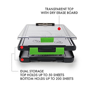 Dexas 5717-802 Clearview Clipcase clipboard, Green, 13.75 X 9.5 Inch