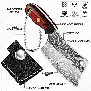MGZTTHW Mini Pocket Chef Knife Set, 5pcs Tiny Knife Keychain - Portable Tiny Pocket knife with Sheath for Pendant Decoration Outdoor Camping Box Cutter Happy Mother’s Father’s Day Gifts